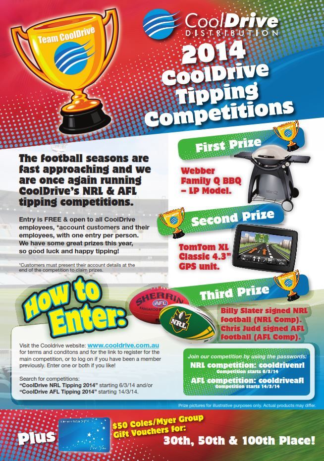 CoolDrive Auto Parts | Join CoolDrive's 2014 Tipping Competitions!